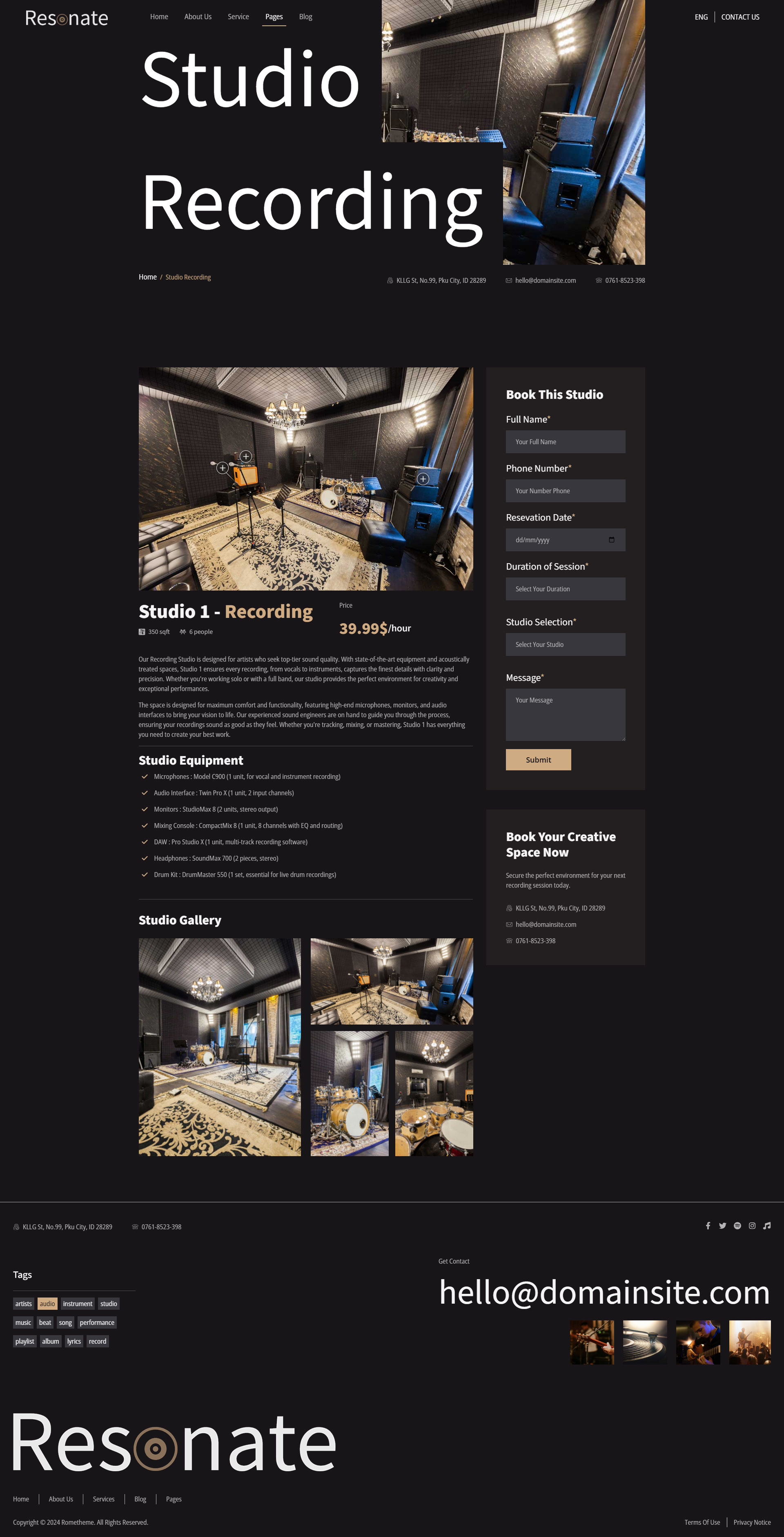 Resonate - Music Studio Production HTML Template by Rometheme | ThemeForest